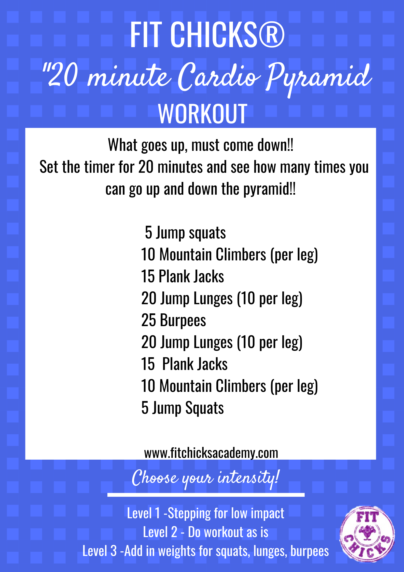 FIT CHICKS Friday "20 Minute Cardio Pyramid" - FIT CHICKS ACADEMY